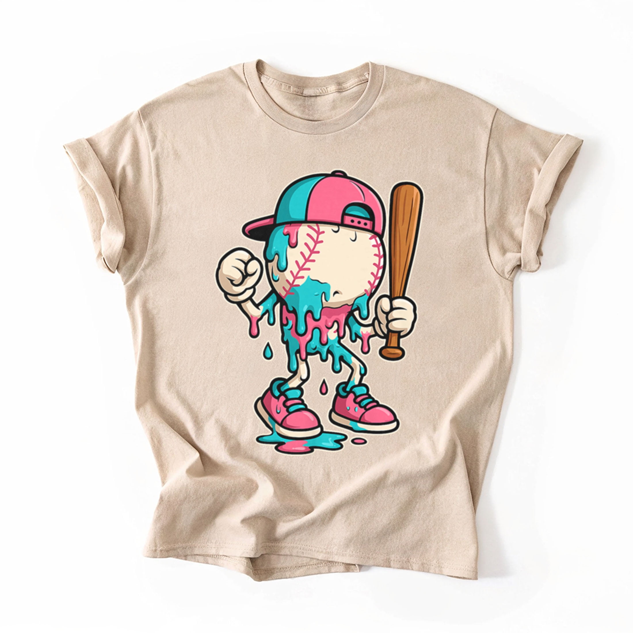 Baseball Drip for Boys Ice Cream Drip Baseball T-Shirt, Multicolors ...