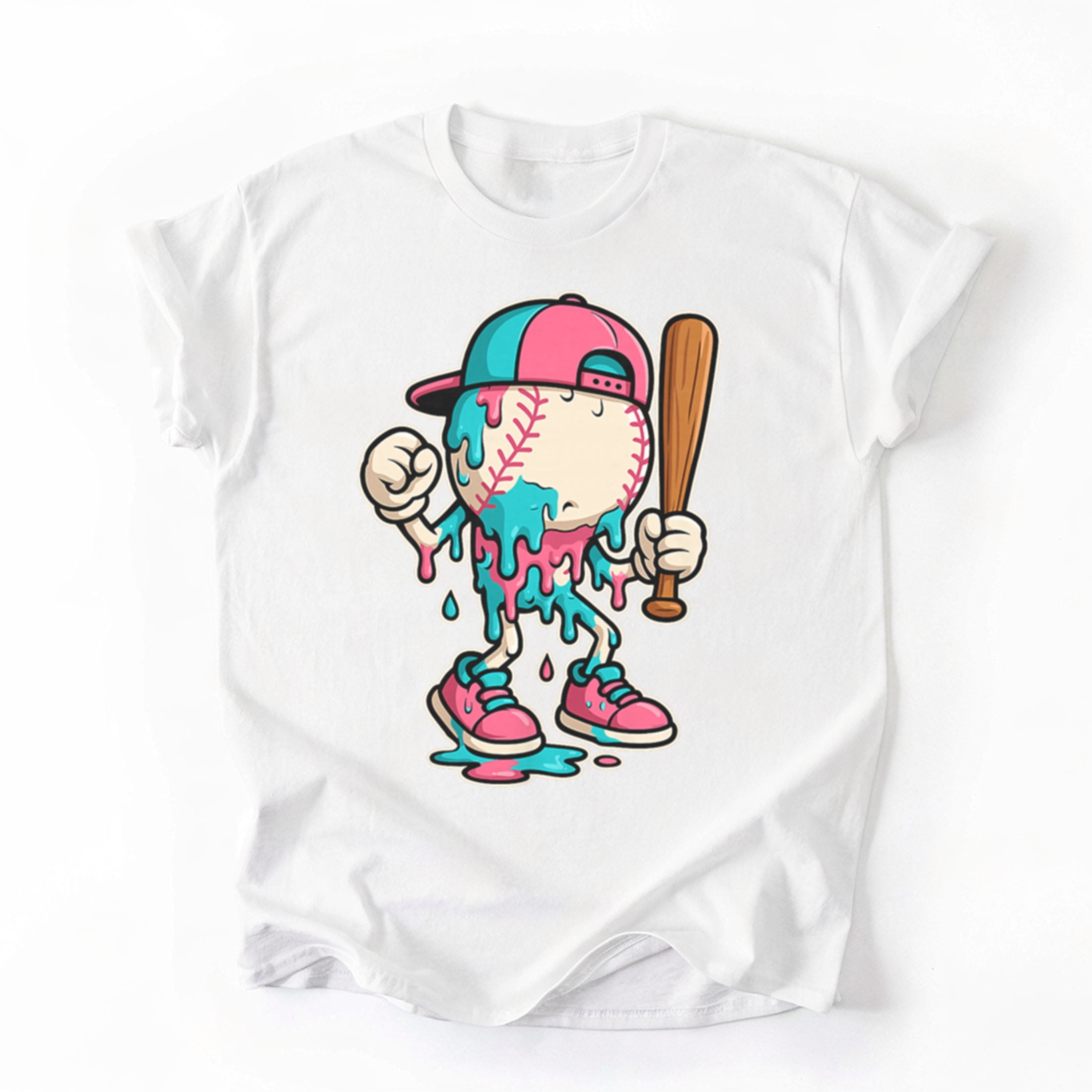 Baseball Drip for Boys Ice Cream Drip Baseball T-Shirt, Multicolors ...