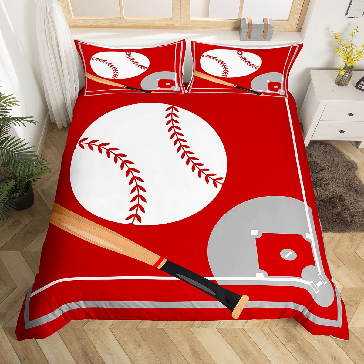 Baseball Duvet Cover Full Size Baseball Bedding Set Teens,Sports Themed ...