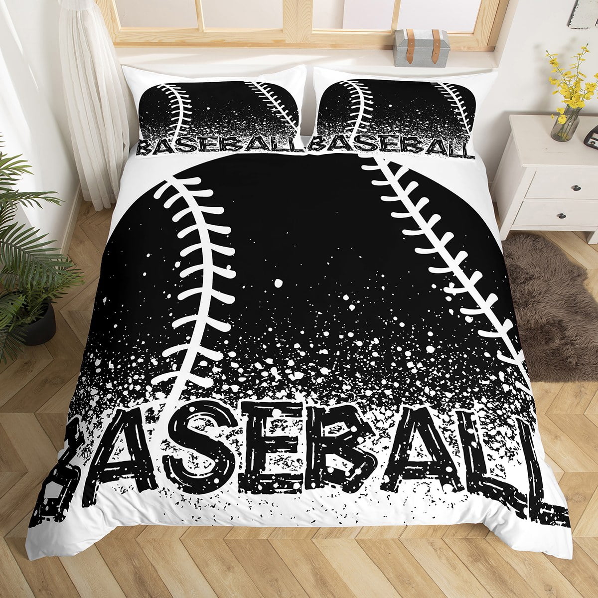 Baseball Duvet Cover Queen Size Boys Ball Game Bedding Set Sports Ball ...