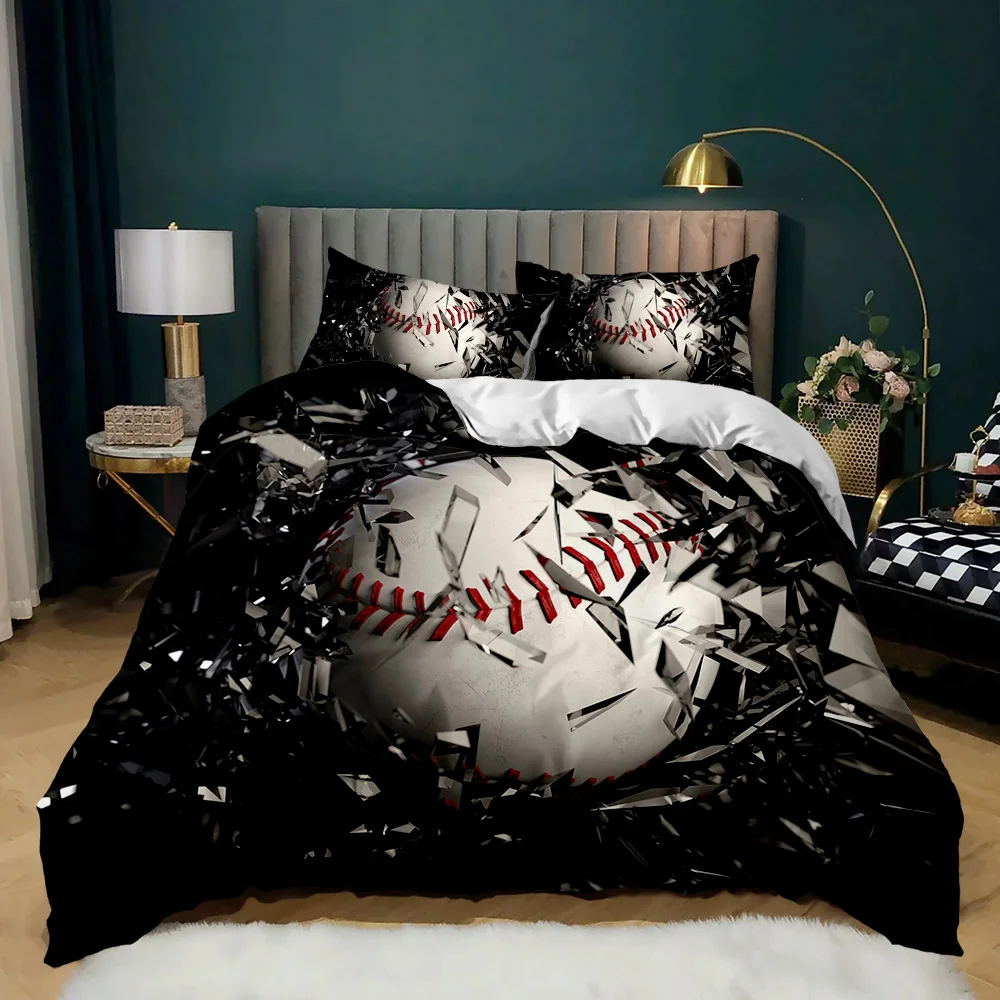 Baseball Duvet Cover Set Baseball Bat Bedding Set for Kids Teens 3D ...