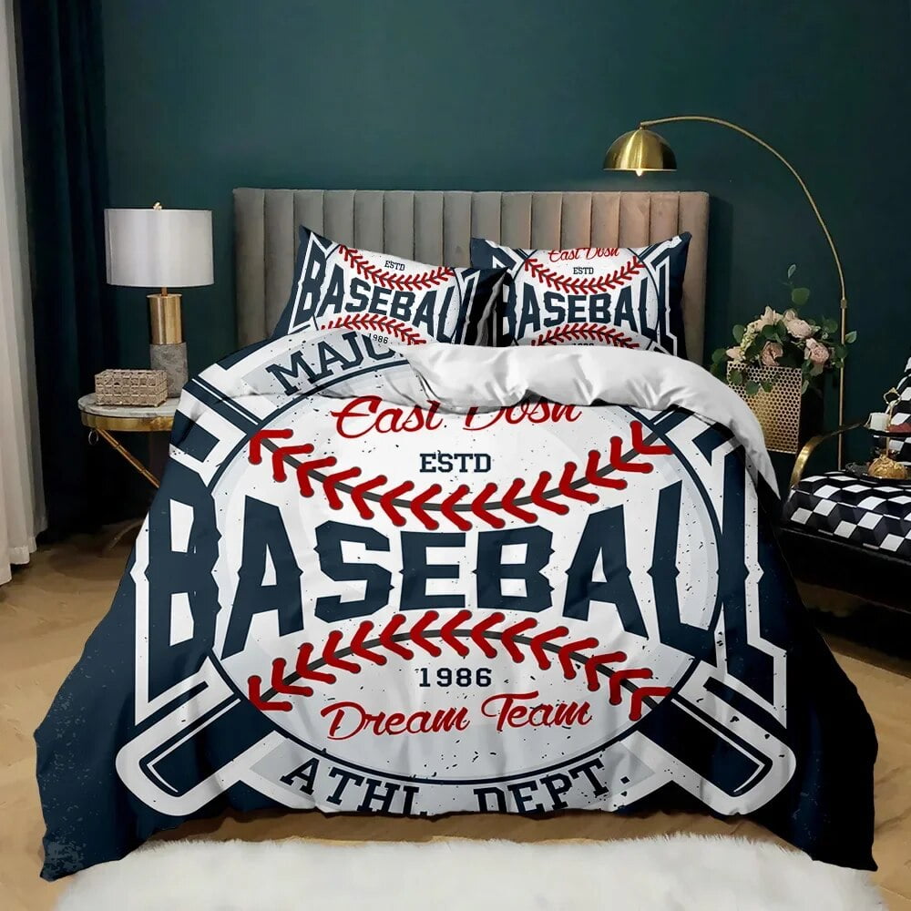 Baseball Duvet Cover Set Baseball Bat Bedding Set for Kids Teens ...