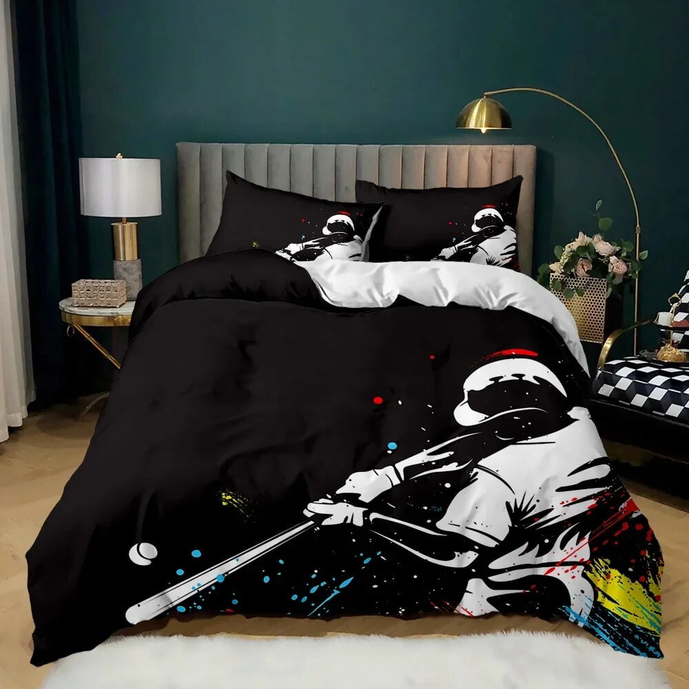 Baseball Duvet Cover Set Baseball Bat Bedding Set for Kids Teens ...