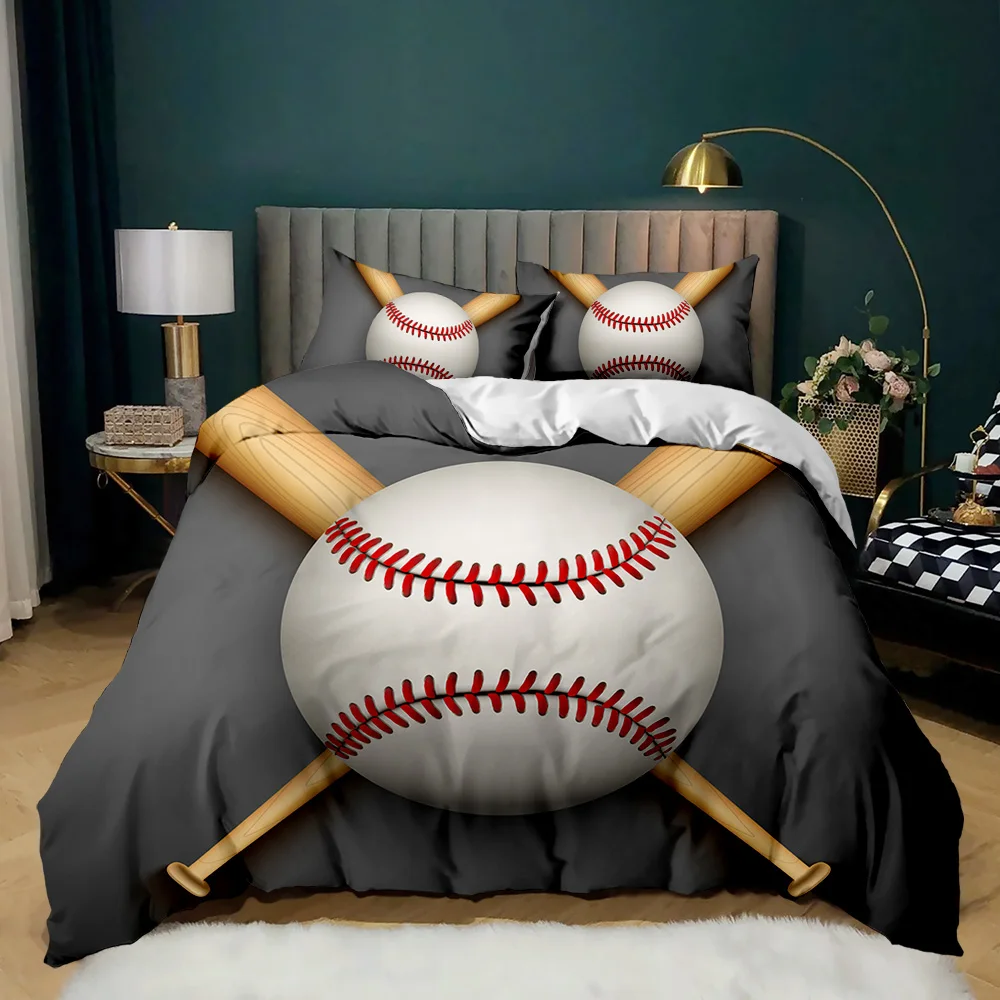 Baseball Duvet Cover Set Baseball Bat Bedding Set for Kids Tes 3D ...