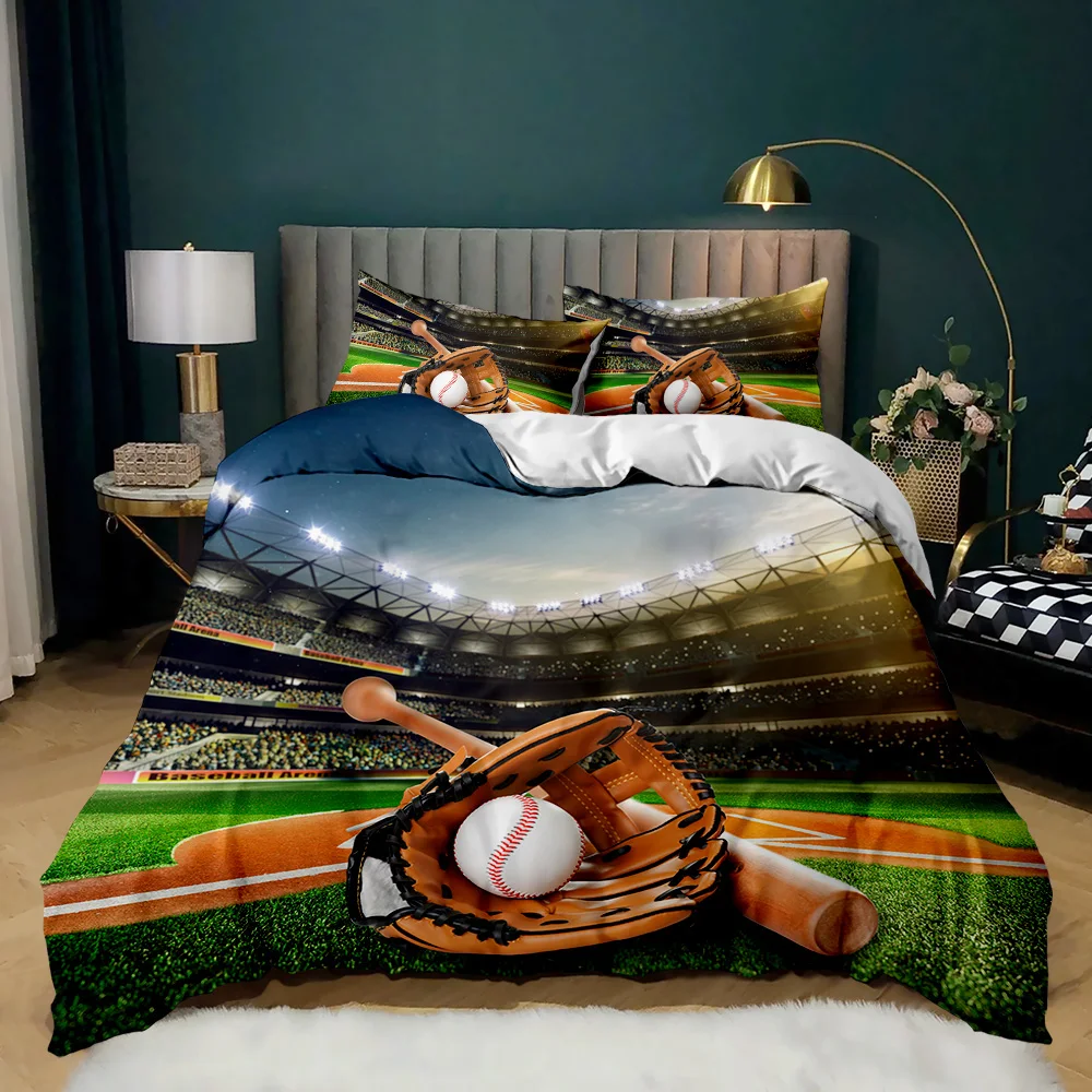 Baseball Duvet Cover Set Sports Theme Boys Kids Bedding Set 3D Baseball ...