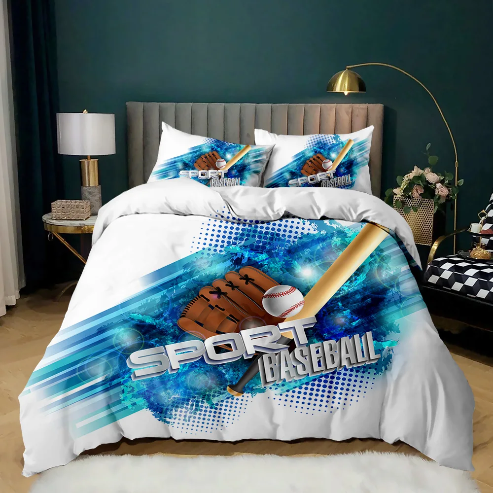 Baseball Duvet Cover Set Sports Theme Boys Kids Bedding Set 3D Baseball ...