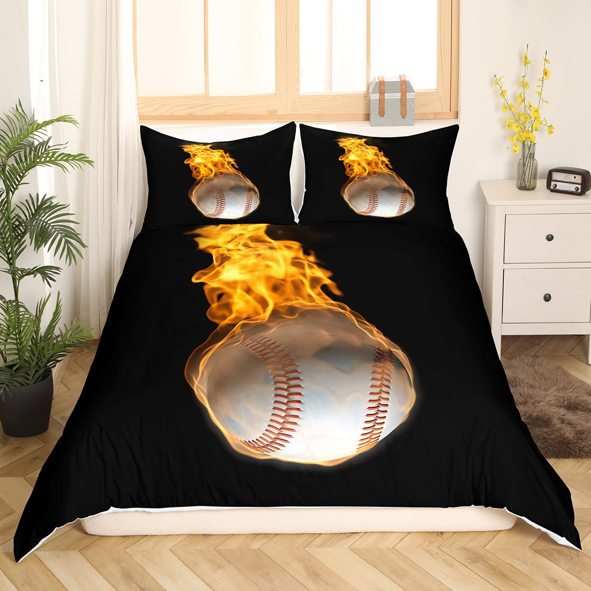 Baseball Duvet Cover for Teens Boys Men, Softball Bedding Set Twin Size ...