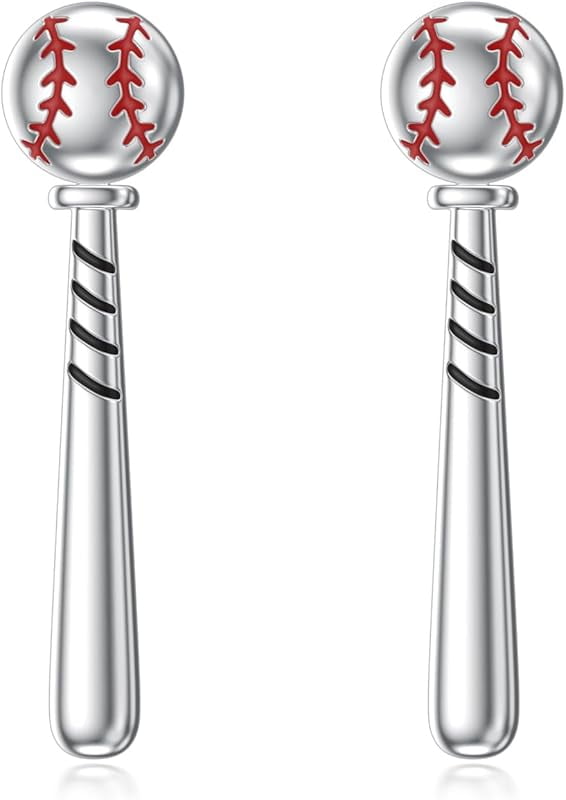 Baseball Earrings 925 Sterling Silver Baseball Dangle Dangling Drop ...