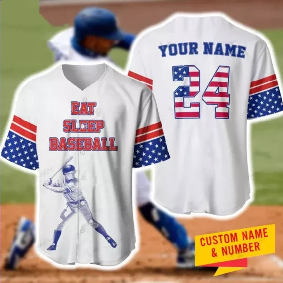 Baseball Eat Sleep Player Personalized And Number Baseball Jersey - Hot ...