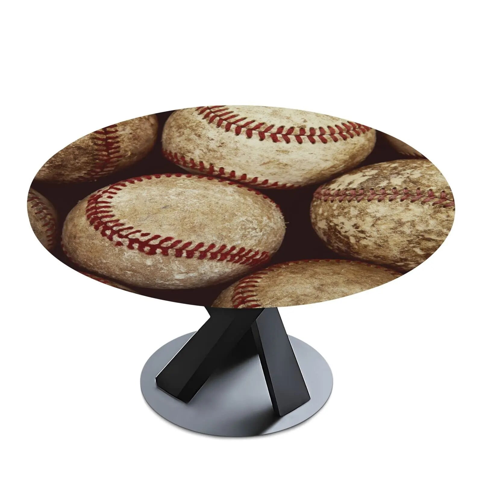 Baseball Elastic Fitted Edged Round Tablecloth Waterproof Table Cover ...