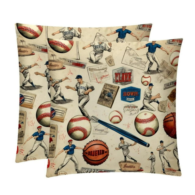 Baseball Elegant Velvet Decorative Bed Pillow Covers Throw Pillows Set ...