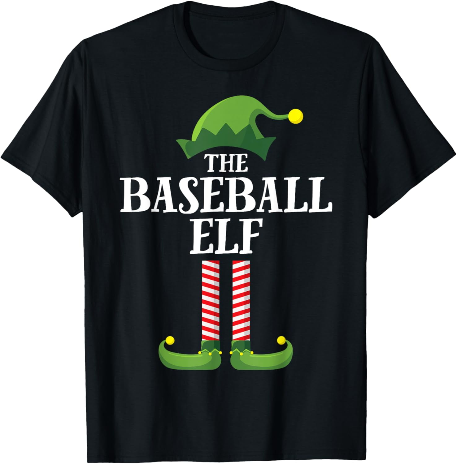 Baseball Elf Matching Family Group Christmas Party Pyjamas T-Shirt ...
