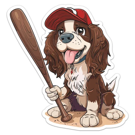 Baseball English Springer Spaniel Dog Sticker Phone Decal Water Bottle ...