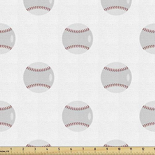 Baseball Fabric By The Yard, Flat Design Pattern American Culture ...