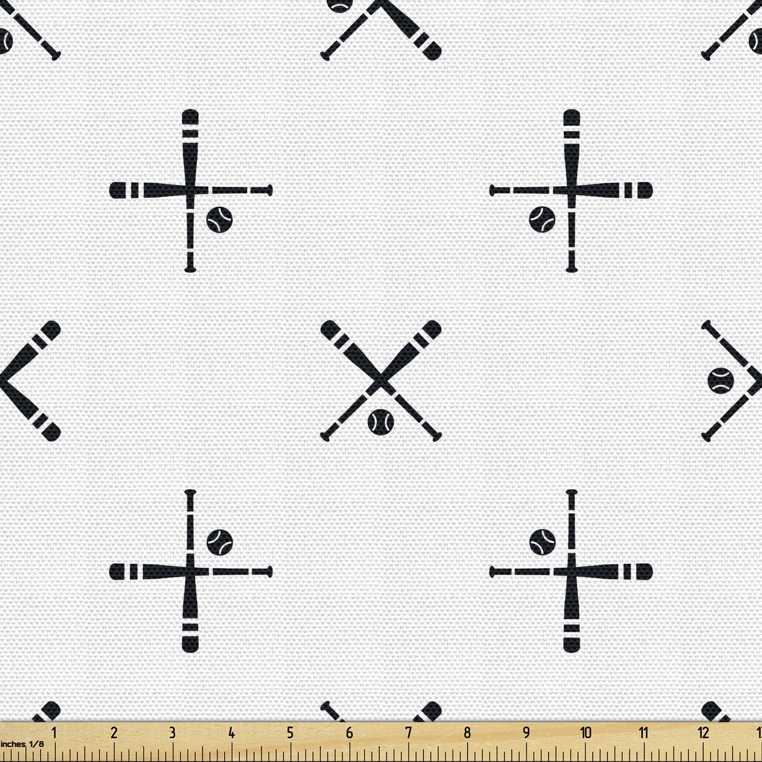 Ambesonne Baseball Fabric by the Yard Upholstery, Bats and Balls ...