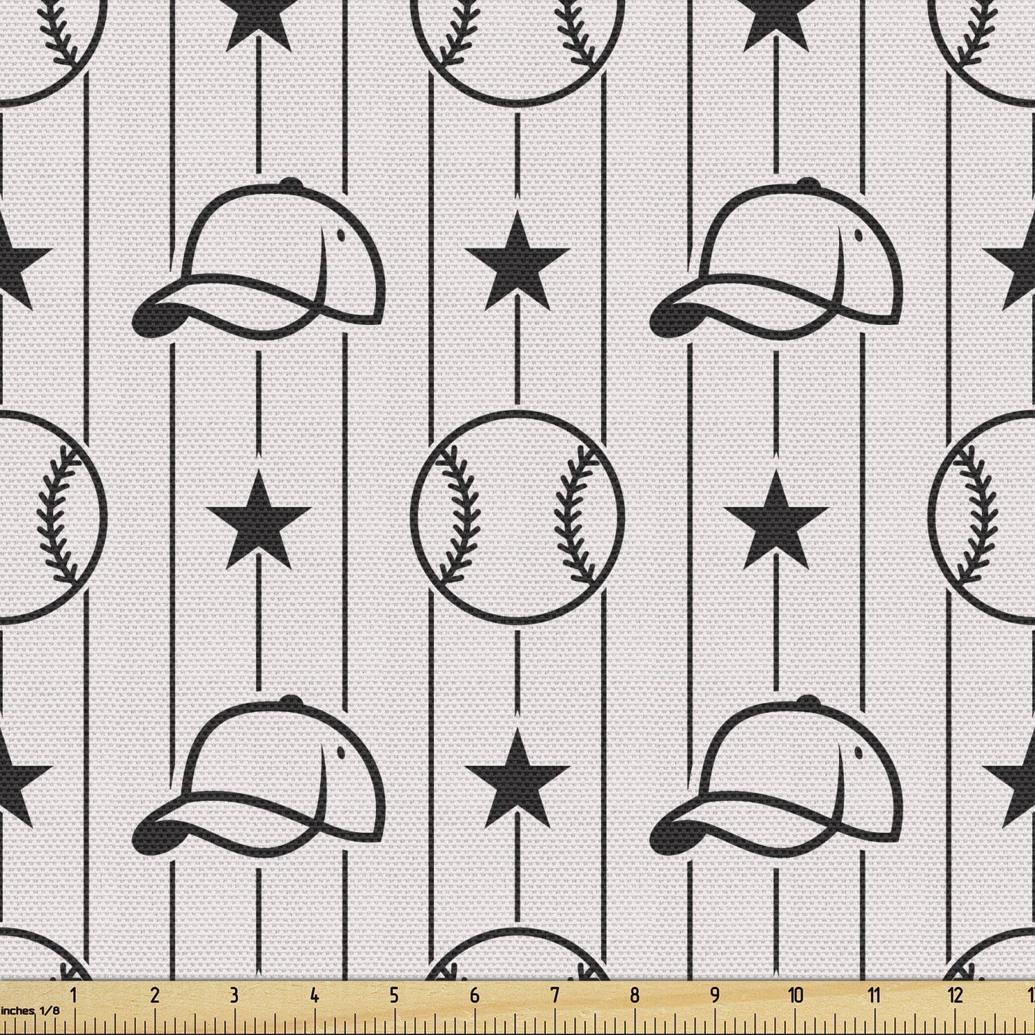 Ambesonne Baseball Fabric by the Yard Upholstery, Stars Caps Vertical ...