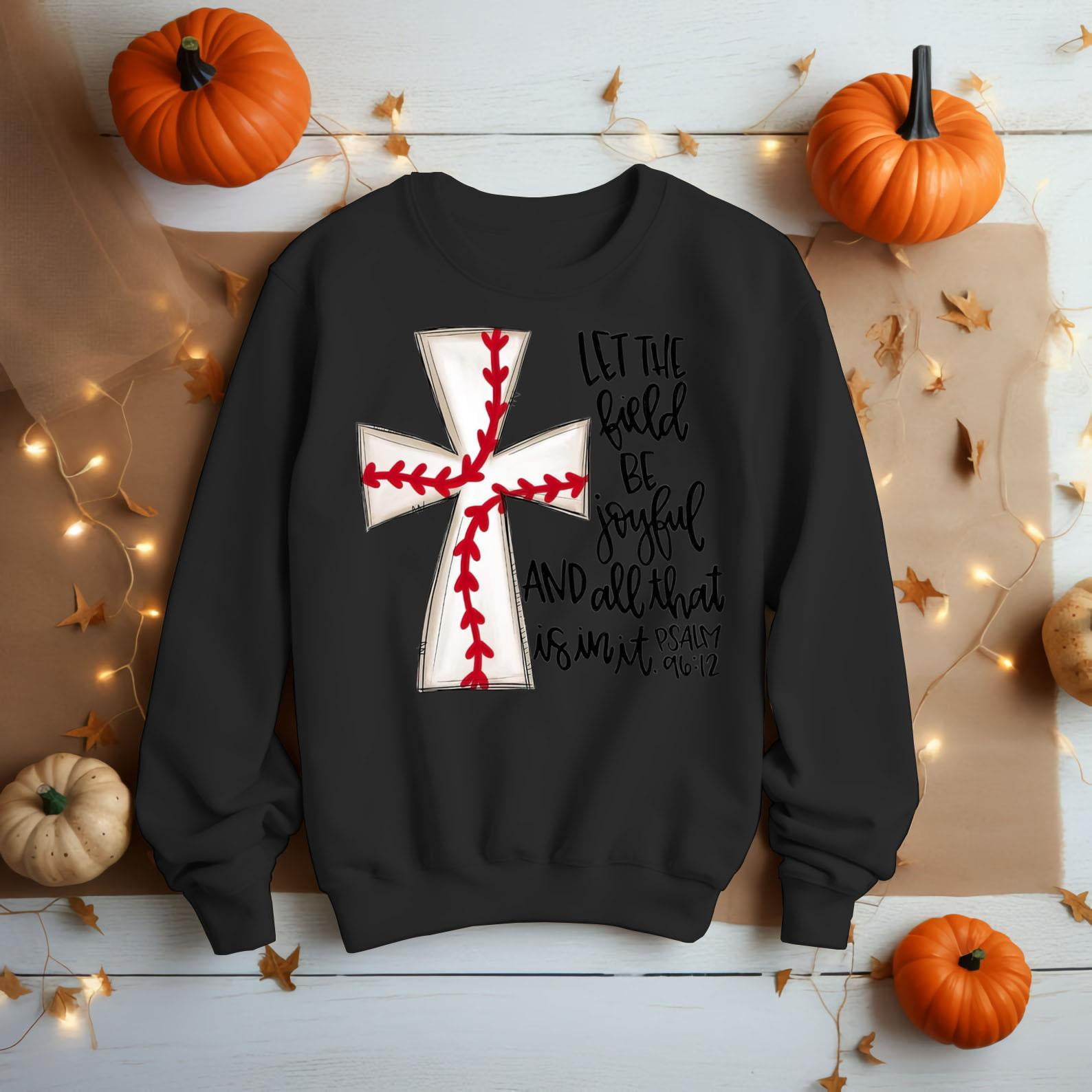 Baseball Faith Cross Shirt, Let the Field Be Joyful Bible Verse Tee ...