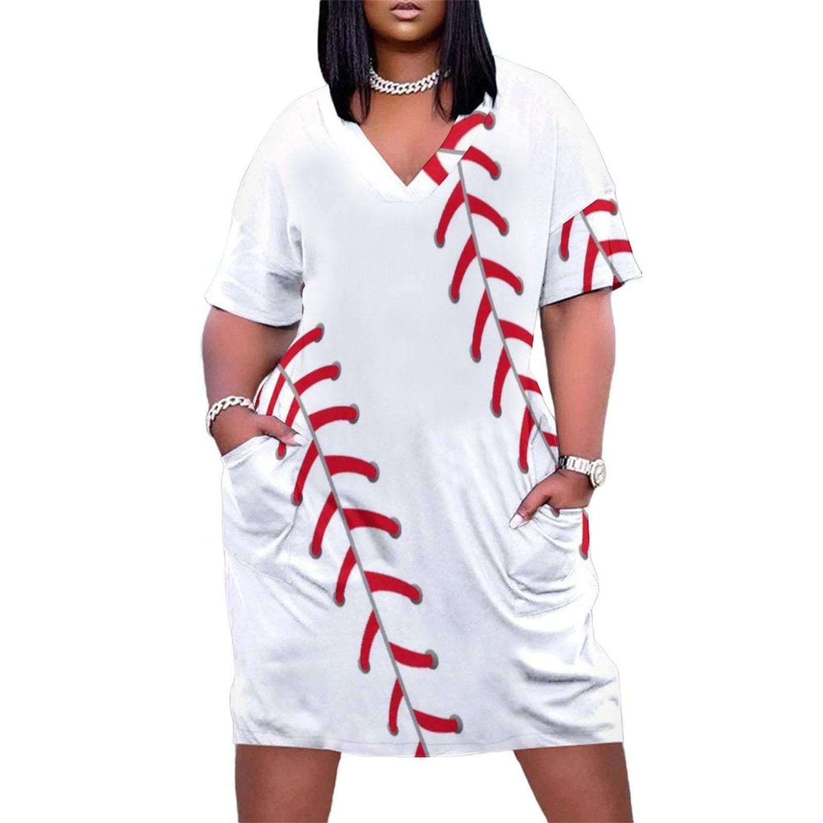 Baseball Fence Loose Pocket Dress Dresses Summer Summer Dresses for ...