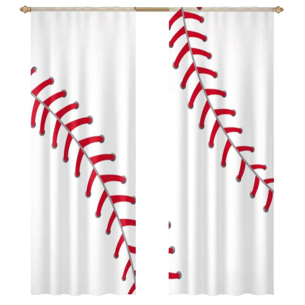 Baseball Fence Modern Tulle Window Curtains for Living Room Luxury ...