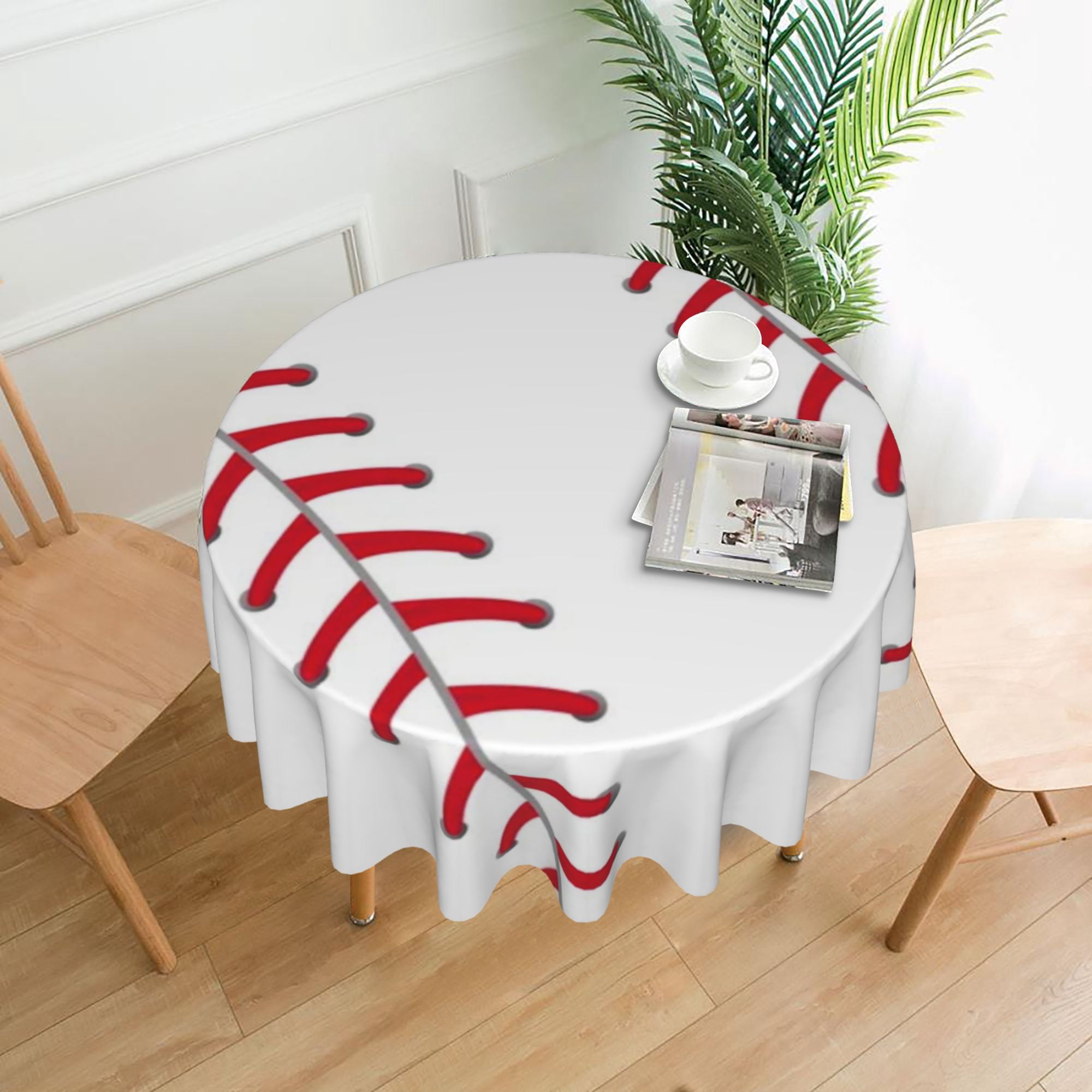 Baseball Fence Polyester Round Tablecloths 60 Inch for Kitchen Dinning ...