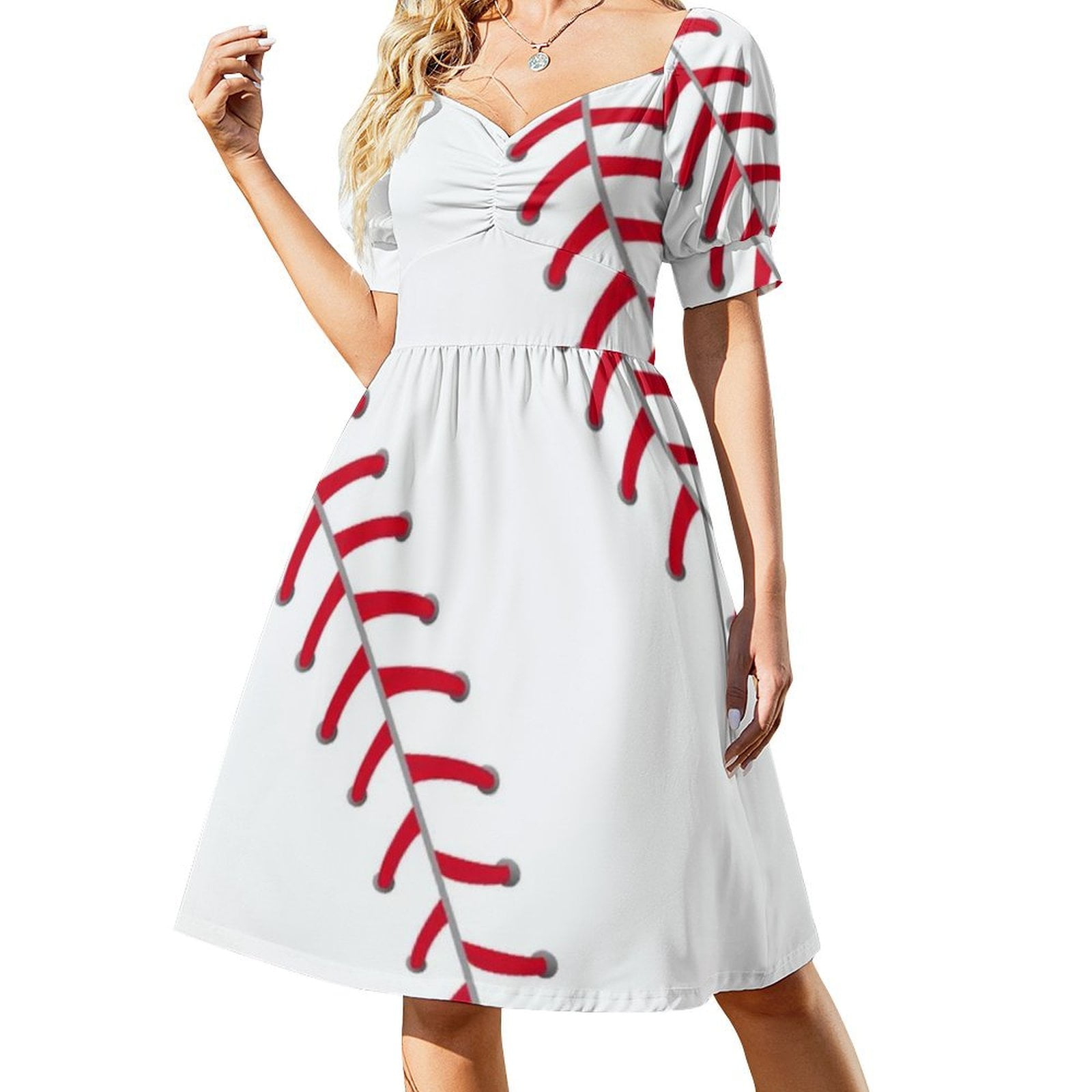 Baseball Fence Short Sleeve Dress Clothes Women's Summer Dress Elegant Dress Daily Dresses For ...