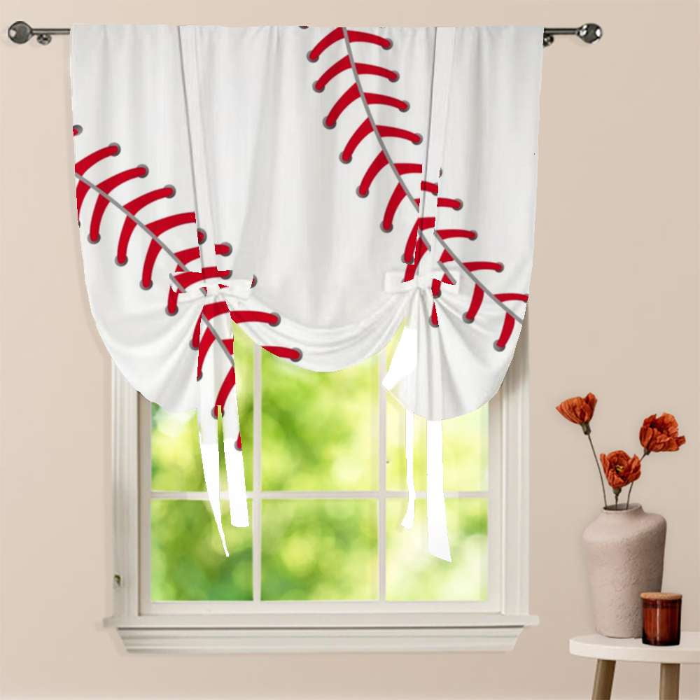 Baseball Fence Window Curtain for Living Room Roman Curtain Kitchen Tie ...