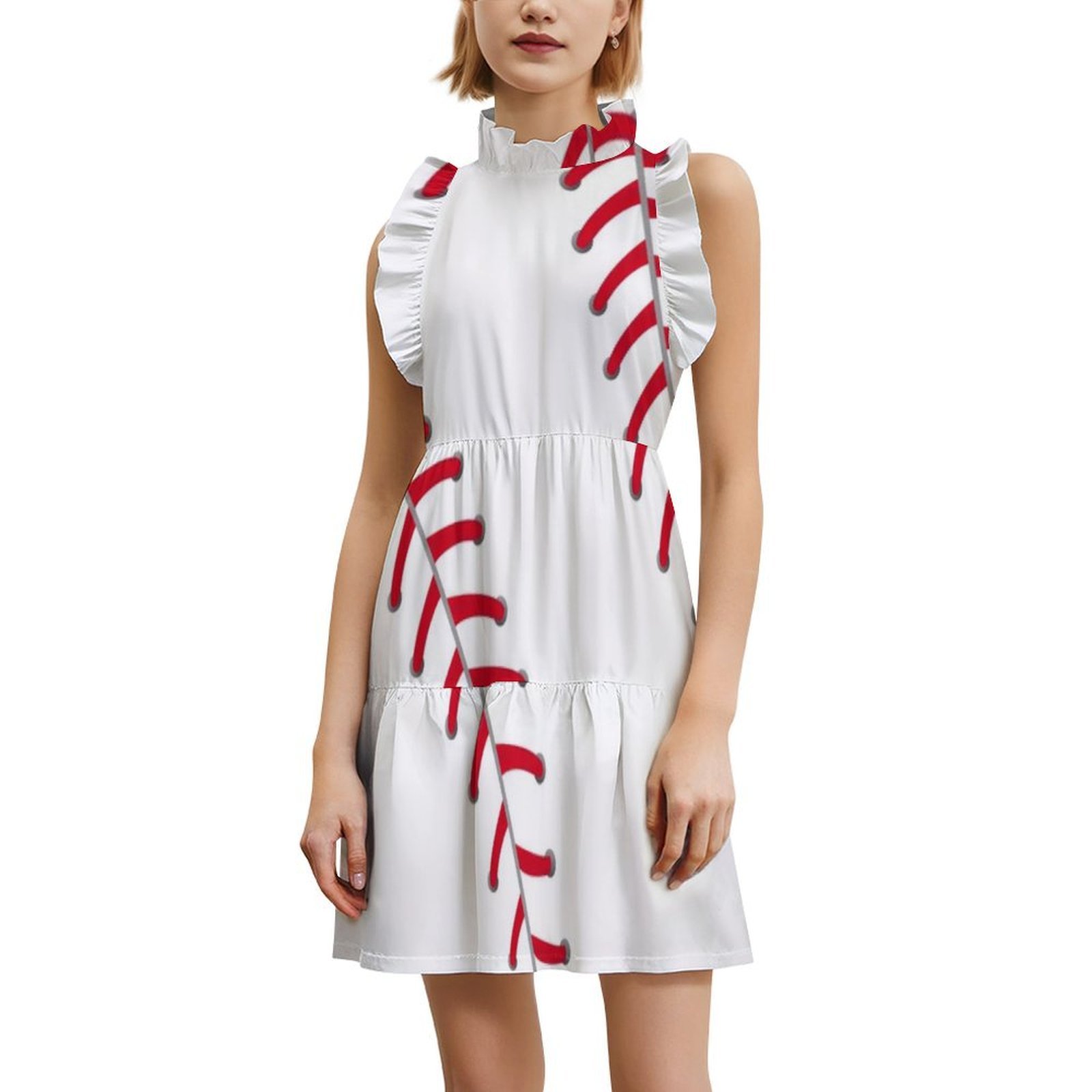 Baseball Fence Women's Fashion Casual Dress Summer Stand Up Collar ...