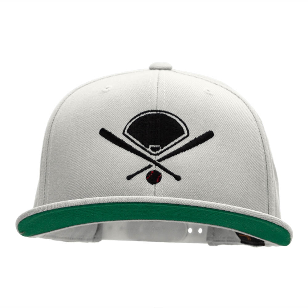 Baseball Field Embroidered Wool Blend Two Tone Cap - Natural OSFM ...