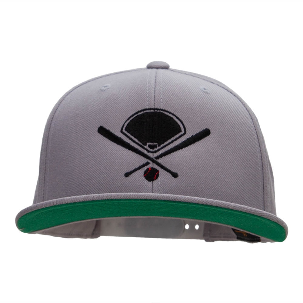 Baseball Field Embroidered Wool Blend Two Tone Cap - Silver OSFM ...