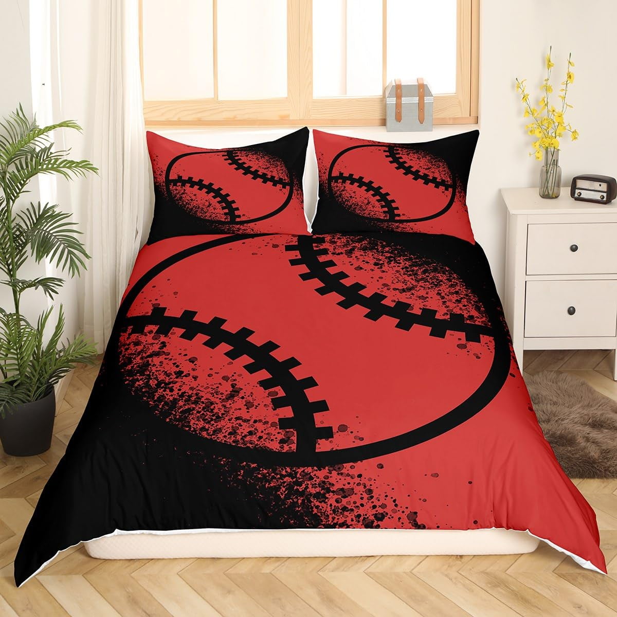 Baseball Field Print Duvet Cover Set Boys Ball Sports Games Themed ...