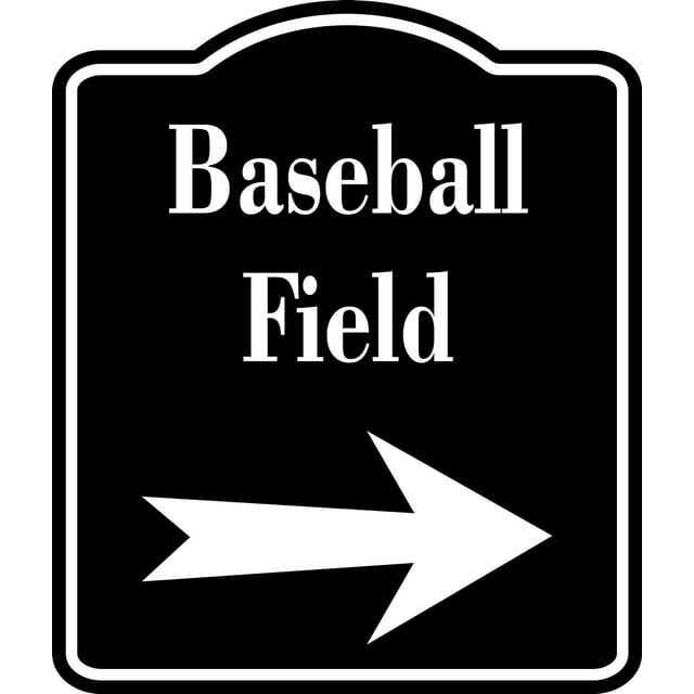 Baseball Field Right Arrow BLACK Aluminum Composite Sign, 20"x24 ...