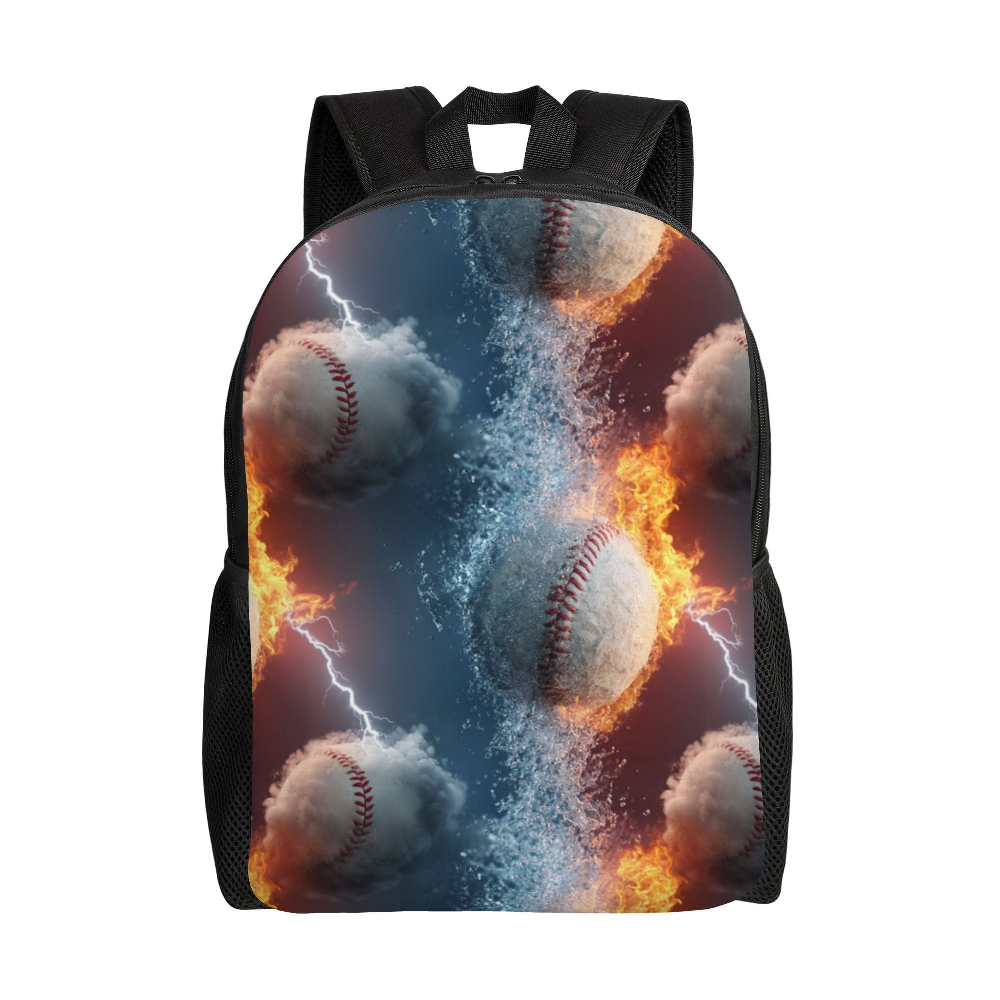 Baseball in Fire and Ice Backpack with 15 Inch Laptop Compartment,Water ...