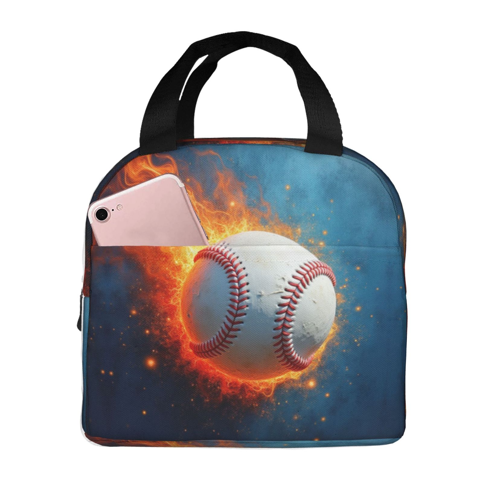 Baseball Fire Insulated Lunch Bag Reusable Lunch Box Tote For Adults ...