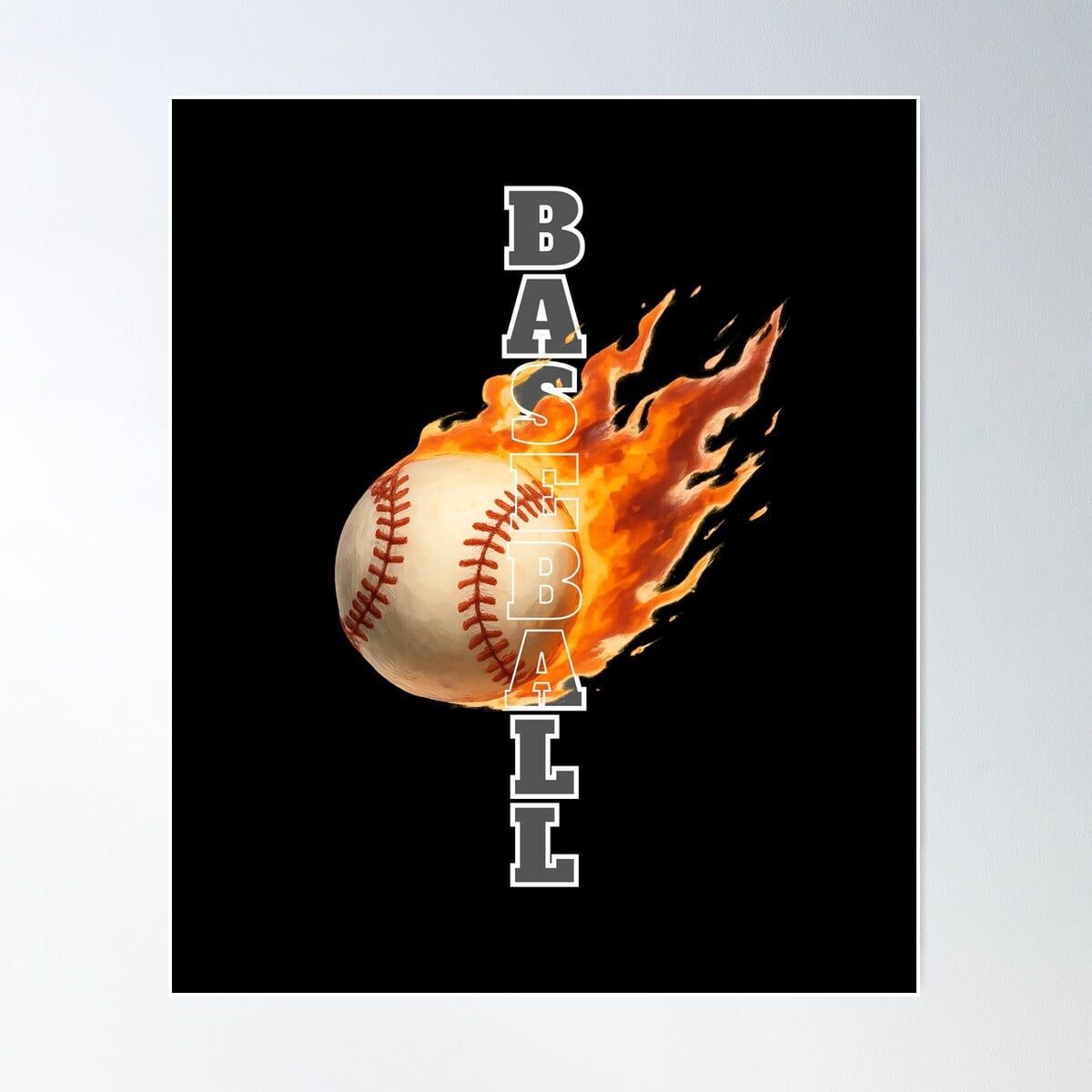 Baseball Fireball Cool Sports Design For Baseball Lovers Poster Wall ...