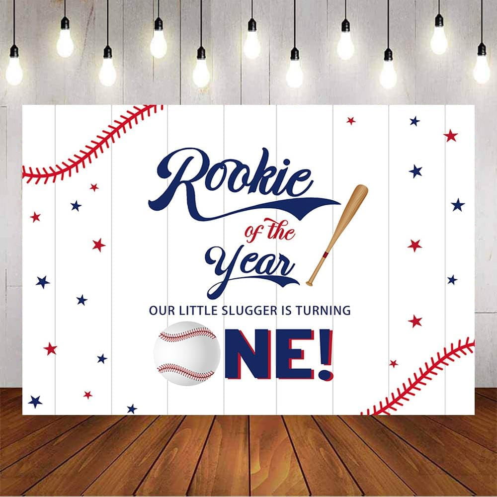 Baseball First Birthday Backdrop Rookie of The Year Baseball Birthday ...