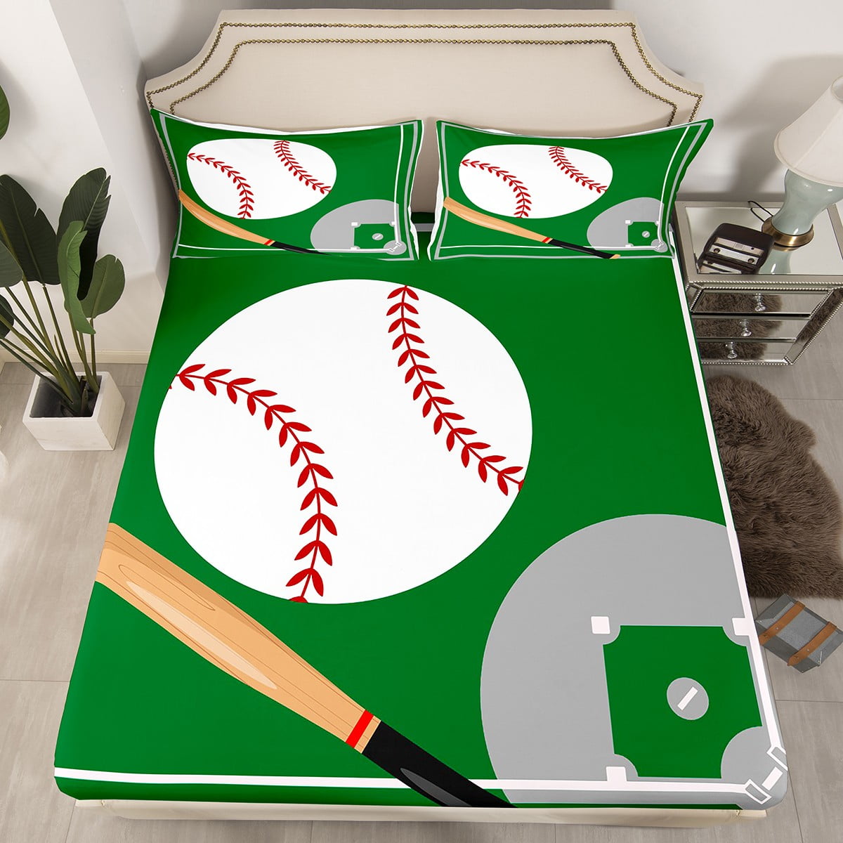 Baseball Fitted Sheet Full Size Baseball Bedding Set Teens,Sports ...