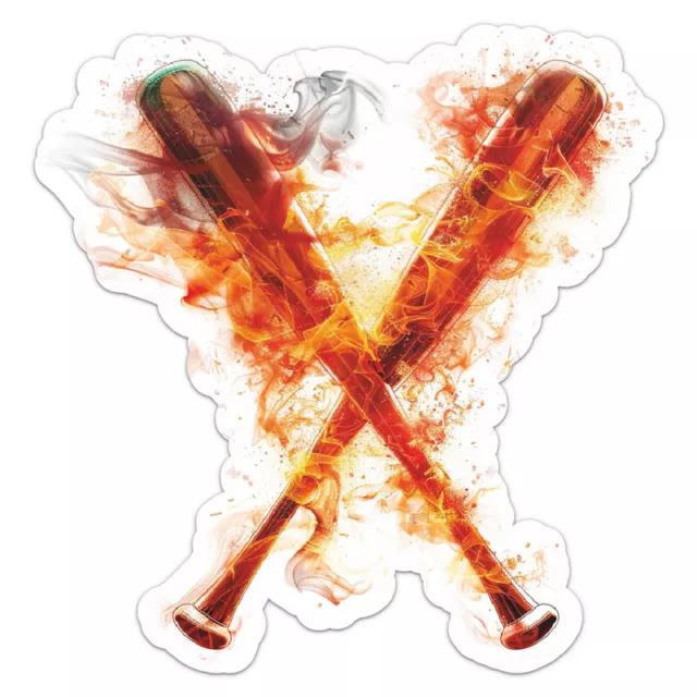 Baseball Flaming Bats Sticker Phone Decal Water Bottle Stickers Car ...
