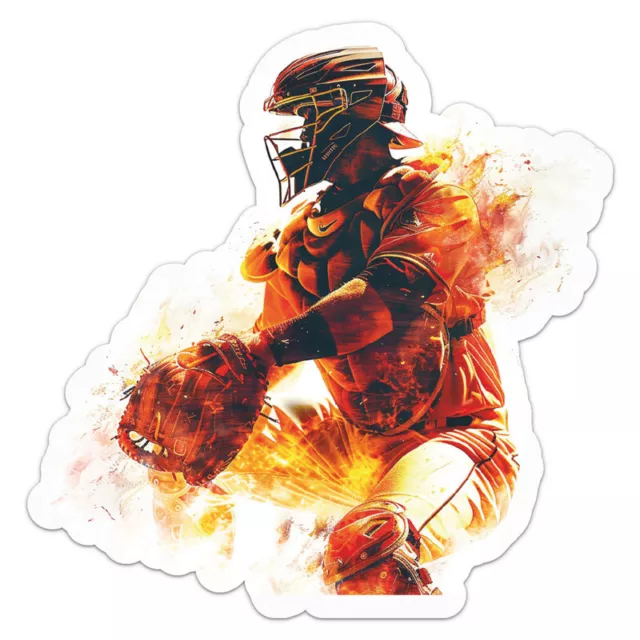 Baseball Flaming Catcher Sticker Phone Decal Water Bottle Stickers Car ...