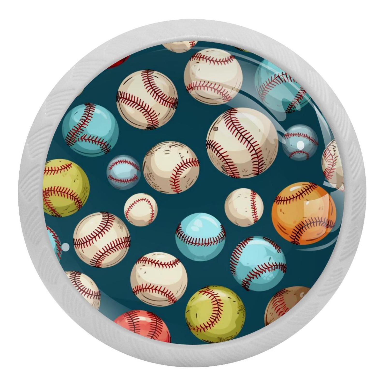 Baseball Fluorescent Drawer Pulls 4-Pack: Glow-in-the-Dark Round ...