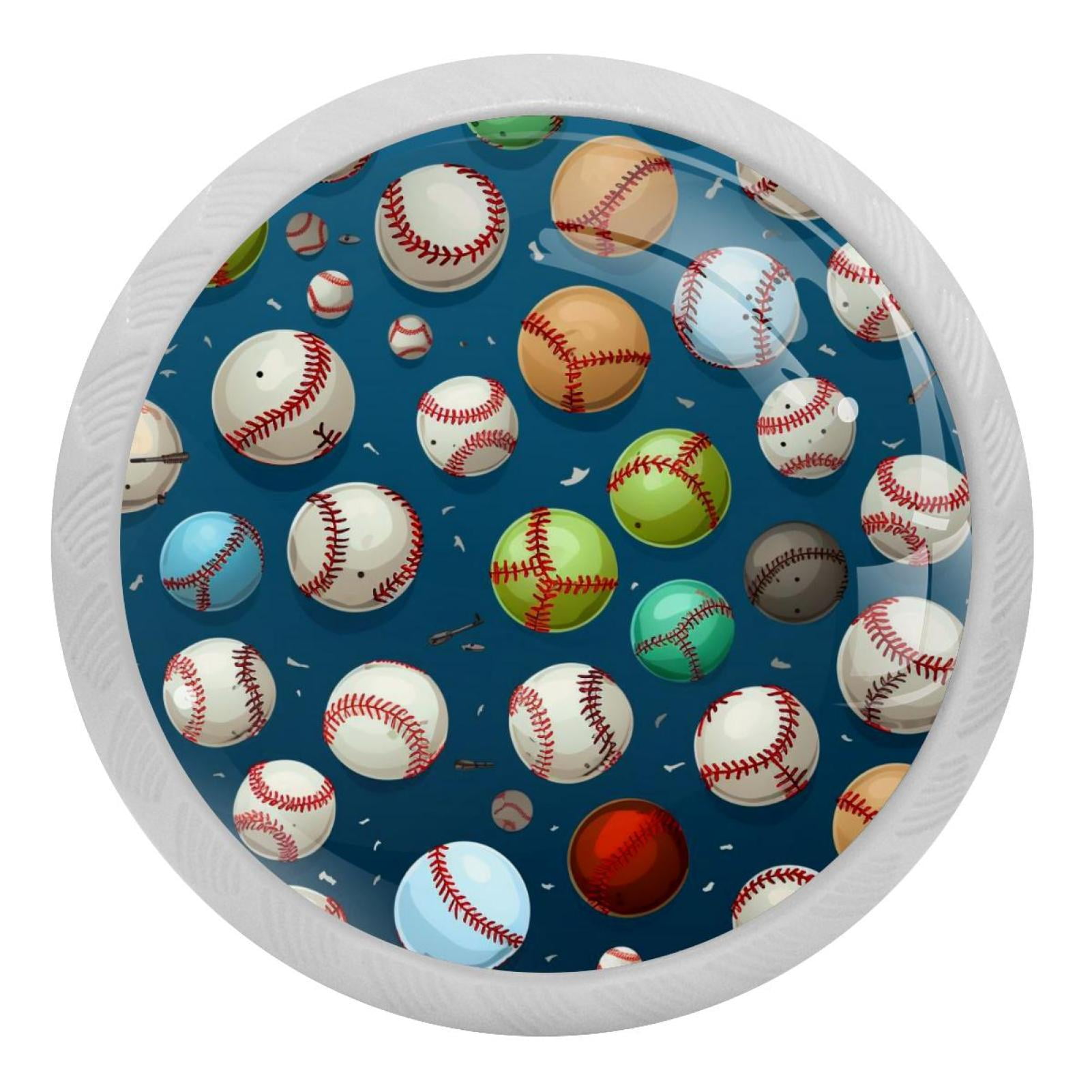 Baseball Fluorescent Drawer Pulls 4-Pack: Glow-in-the-Dark Round ...