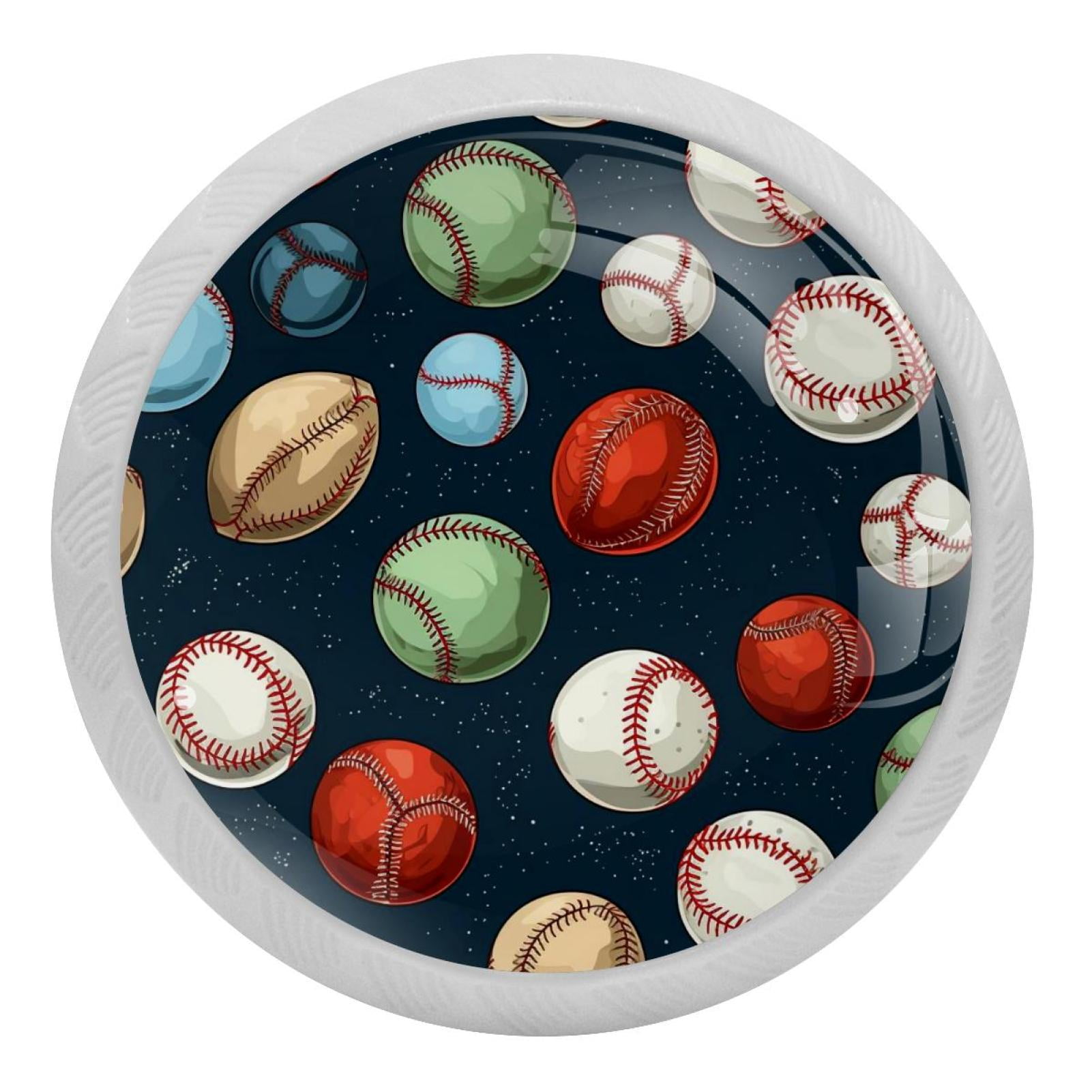 Baseball Fluorescent Drawer Pulls: Round 4-Pack Glow-in-the-Dark Knobs ...