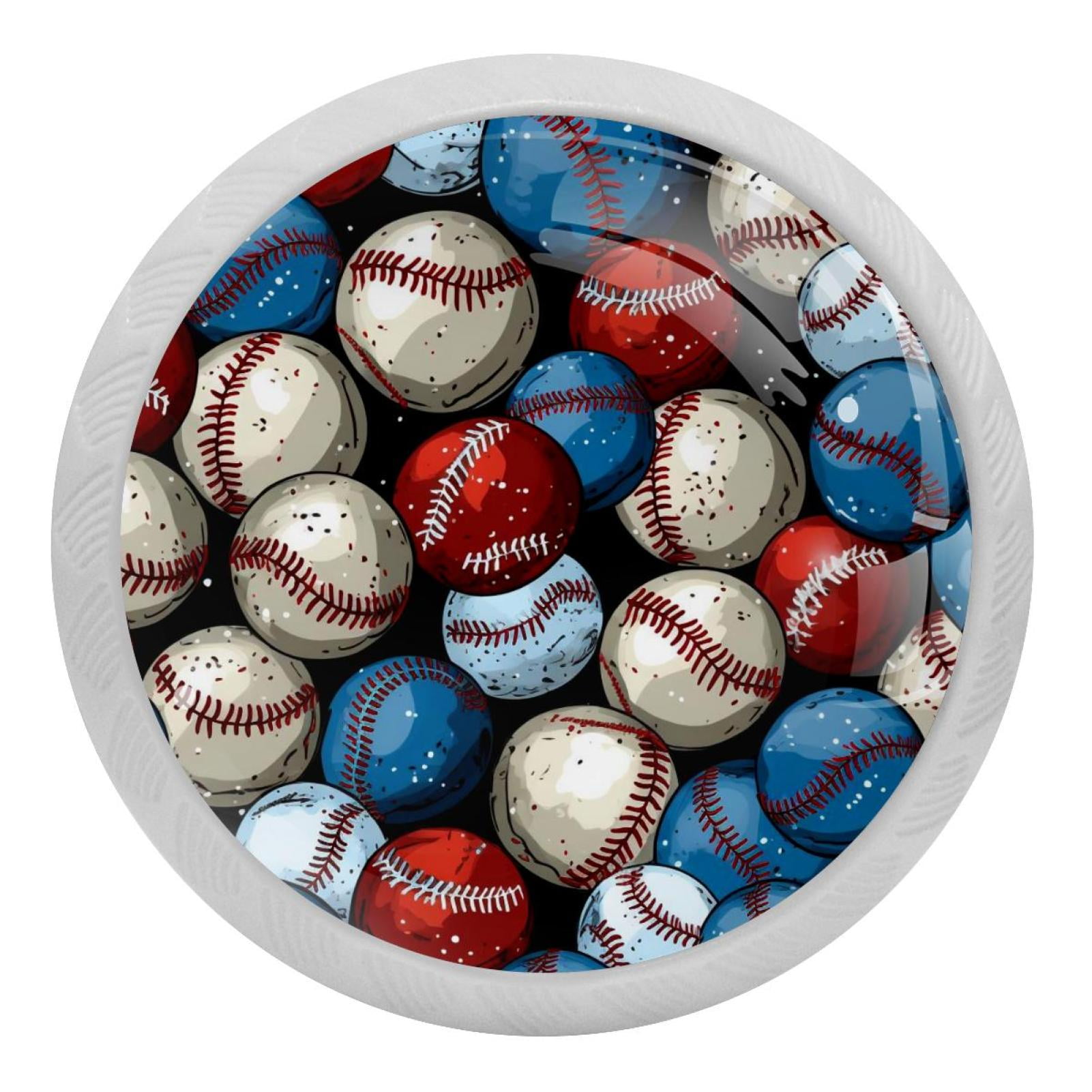 Baseball Fluorescent Drawer Pulls - Round 4-Pack Glow-in-the-Dark Knobs ...