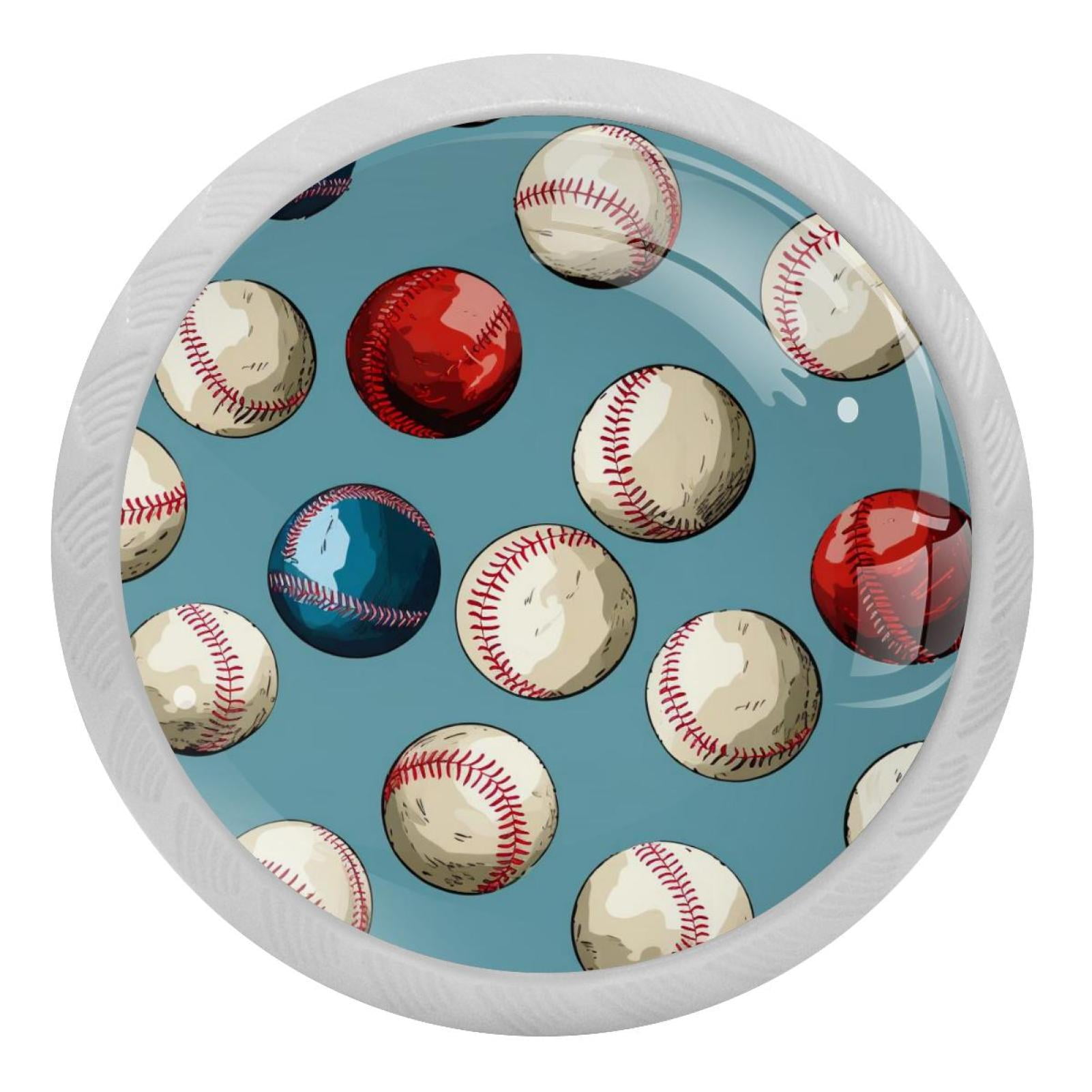 Baseball Fluorescent Drawer Pulls: Round 4-Pack with Glow-in-the-Dark ...