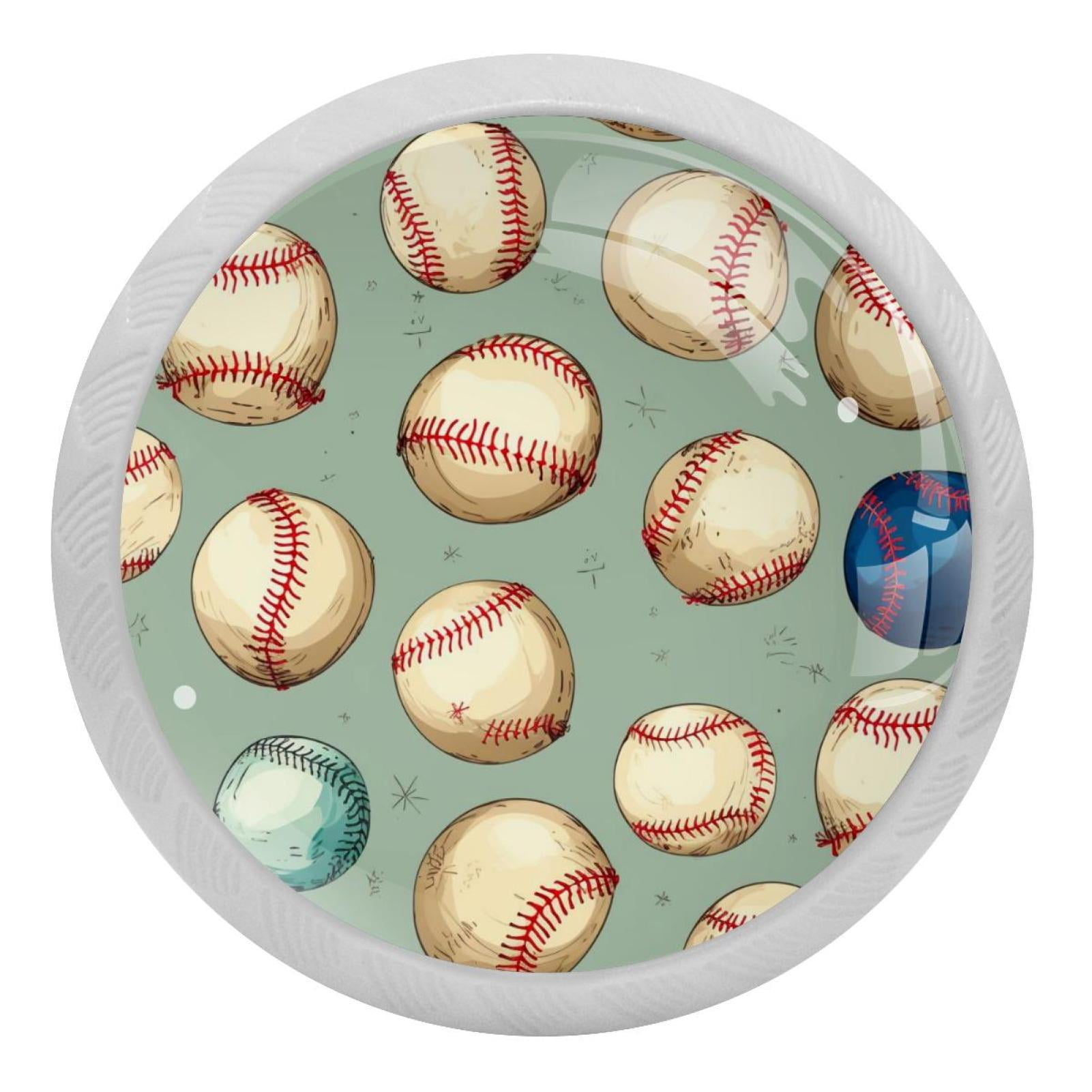 Baseball Fluorescent Drawer Pulls - Round Knobs - Glow-in-the-Dark Door ...