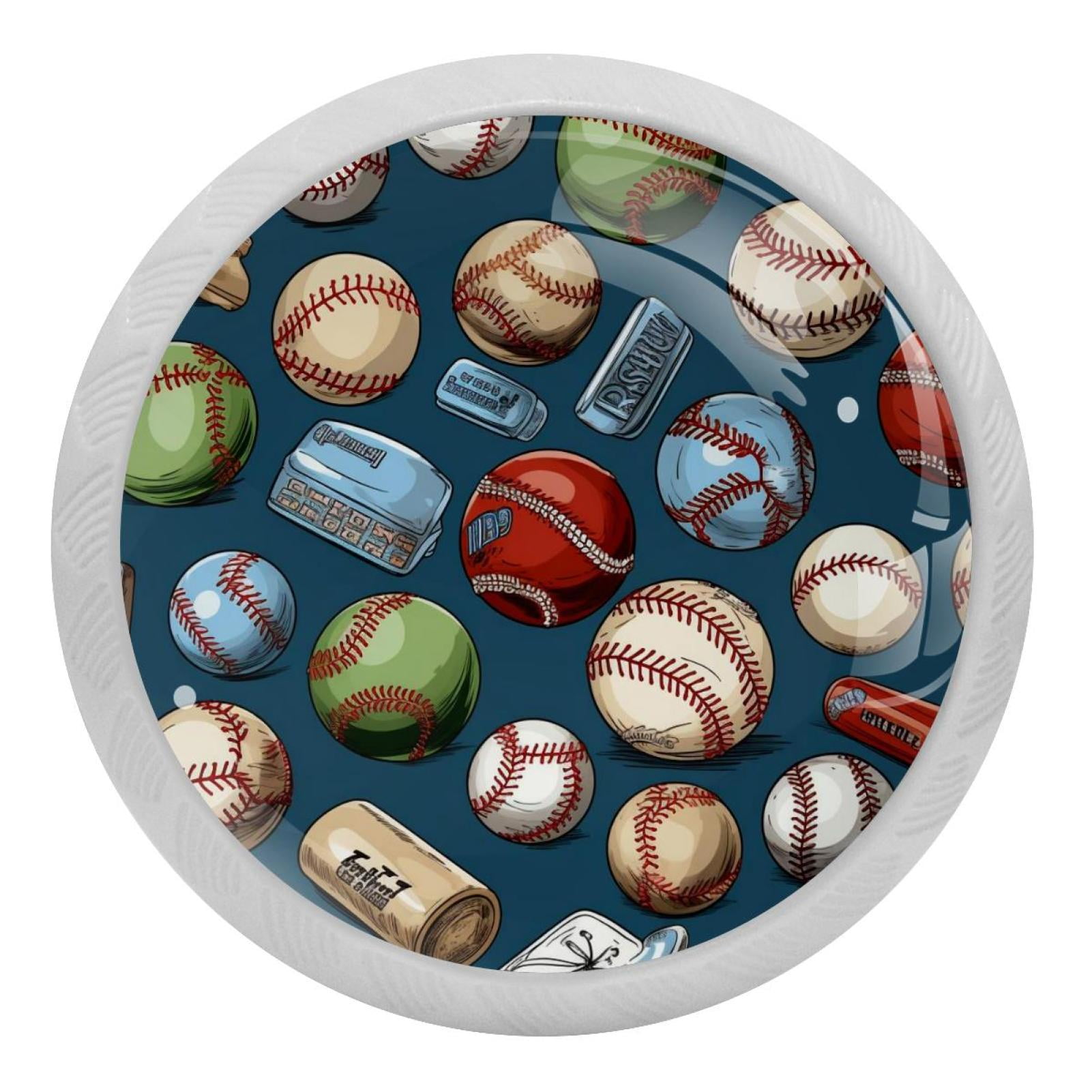 Baseball Fluorescent Drawer Pulls with Screws, Round 4-Pack, Glow-in ...