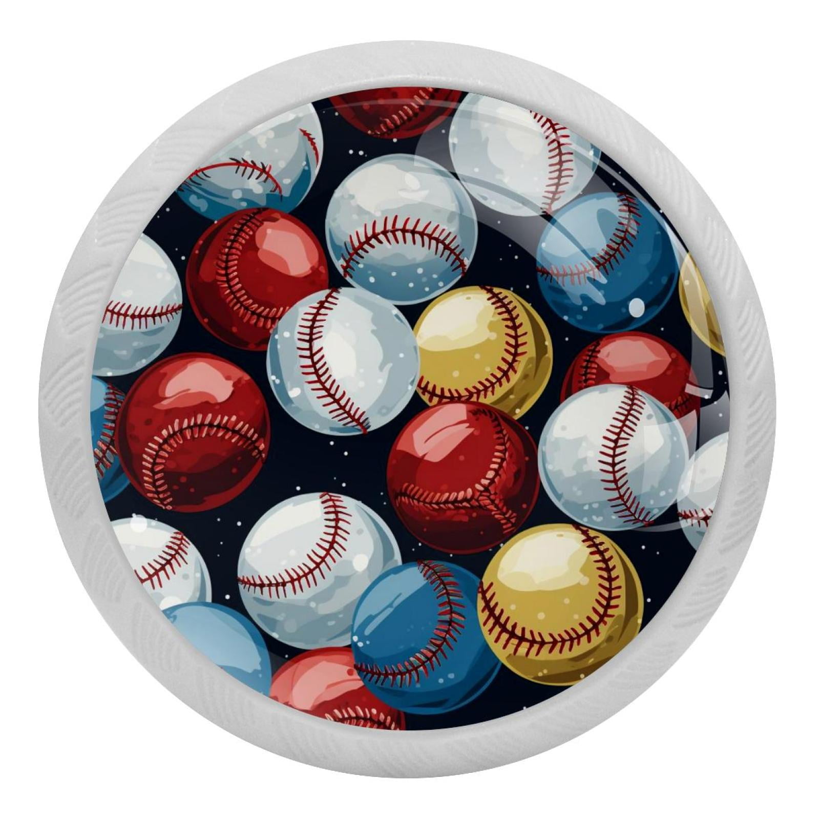 Baseball Fluorescent Drawer Pulls with Screws - Round 4-Pack, Glow-in ...
