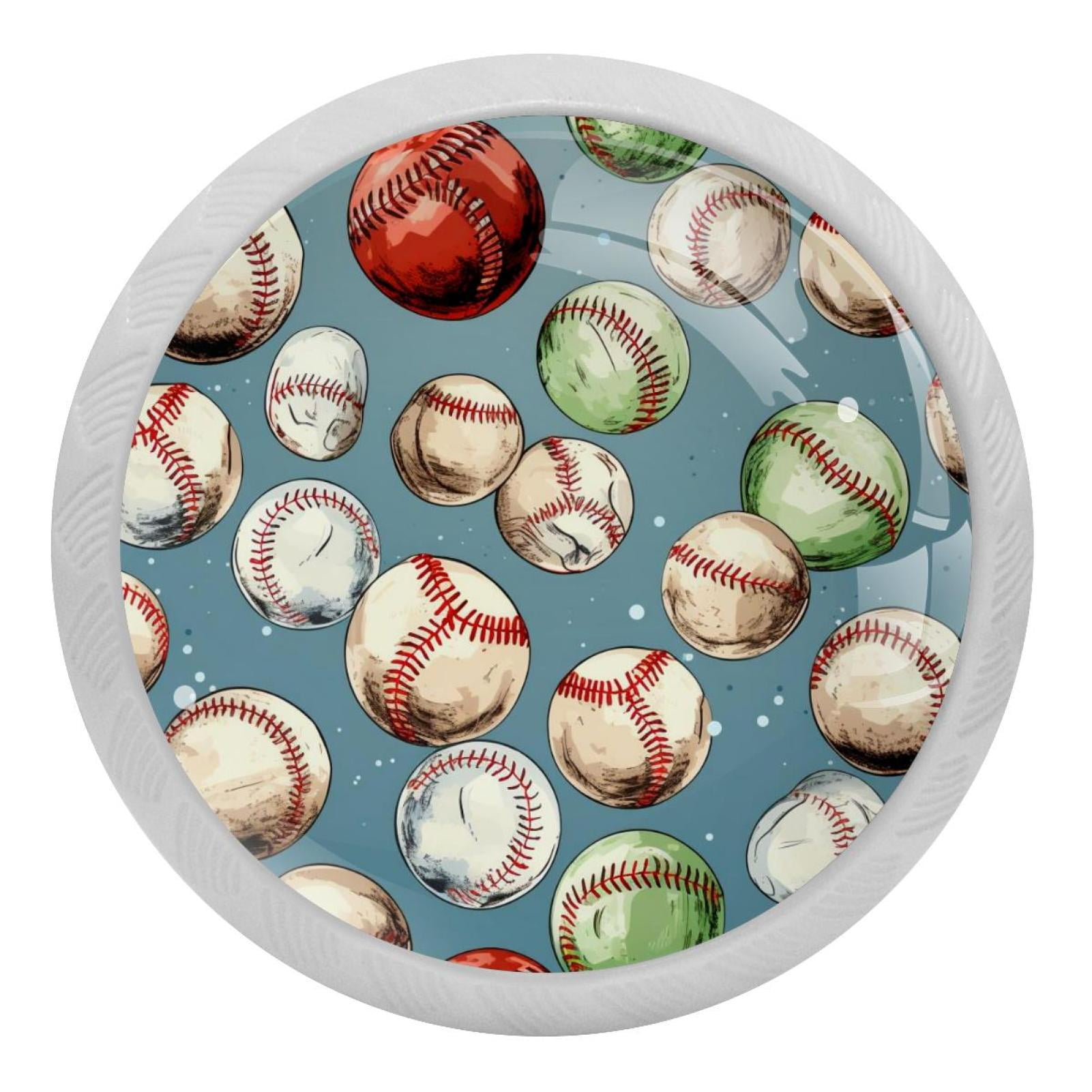 Baseball Fluorescent Drawer Pulls with Screws - Round 4-Pack, Glow-in ...