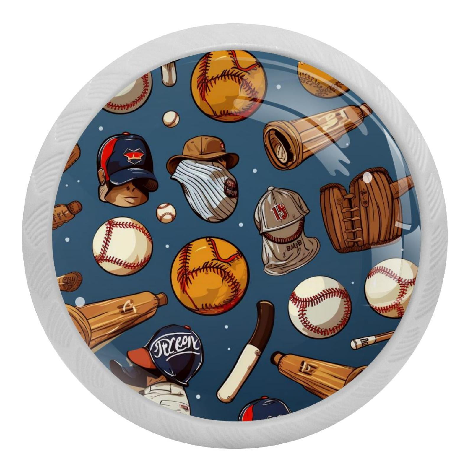 Baseball Fluorescent Drawer Pulls with Screws - Round 4-Pack, Glow-in ...