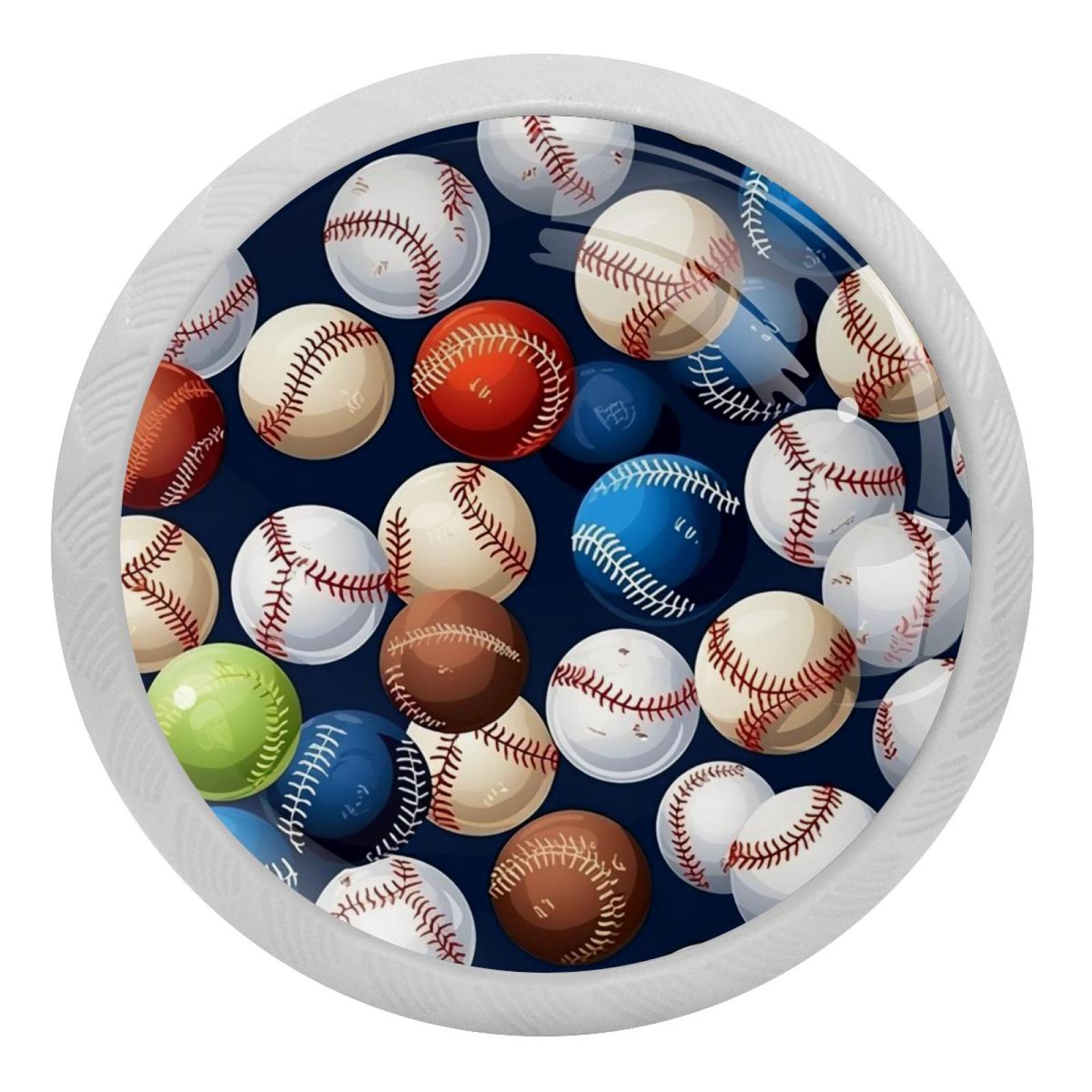 Baseball Fluorescent Drawer Pulls with Screws - Round 4-Pack: Glow-in ...