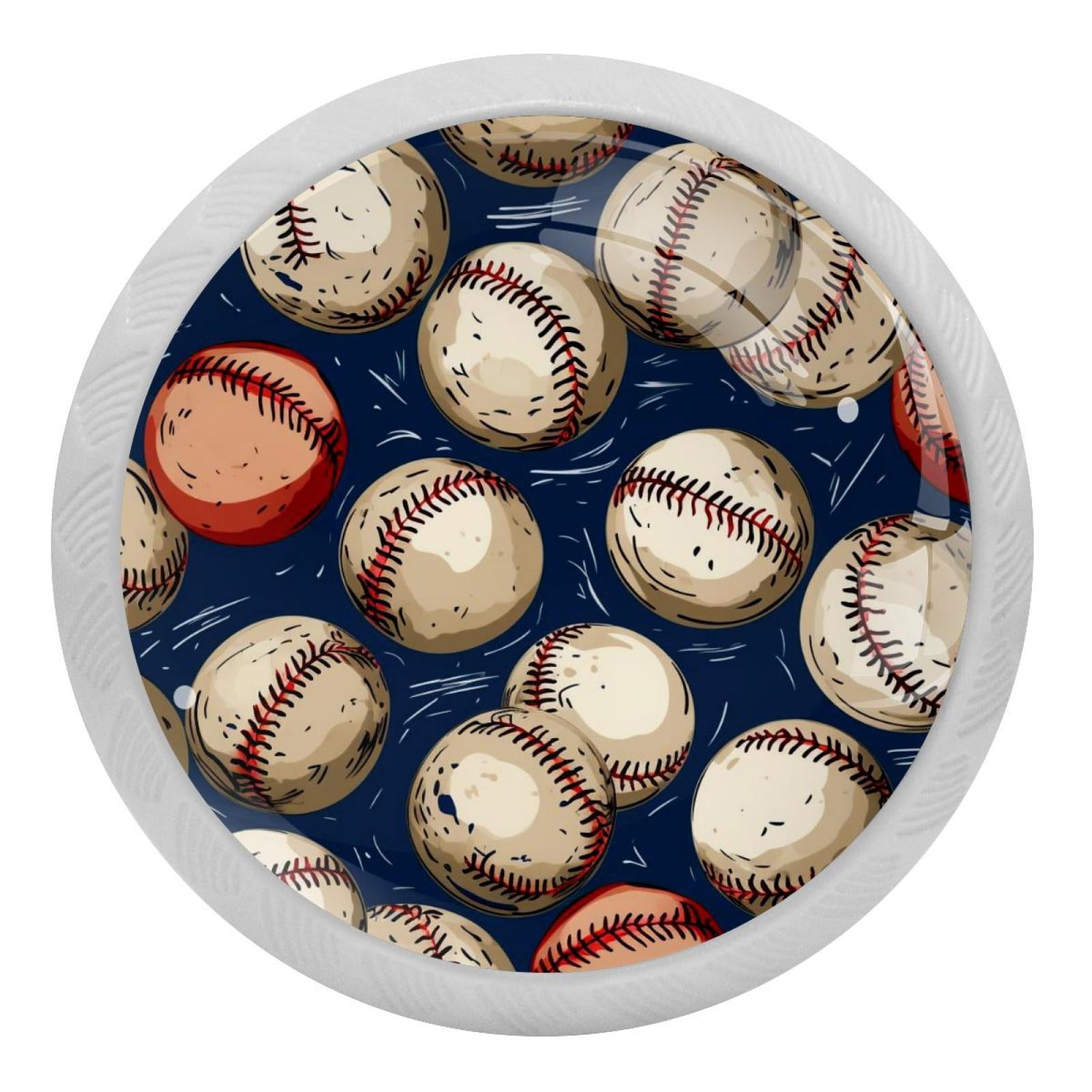 Baseball Fluorescent Drawer Pulls with Screws: Round 4-Pack of Glow-in ...